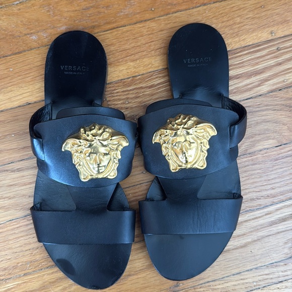 Versace | Shoes | Versace Leather Slippers Size 36 | Poshmark